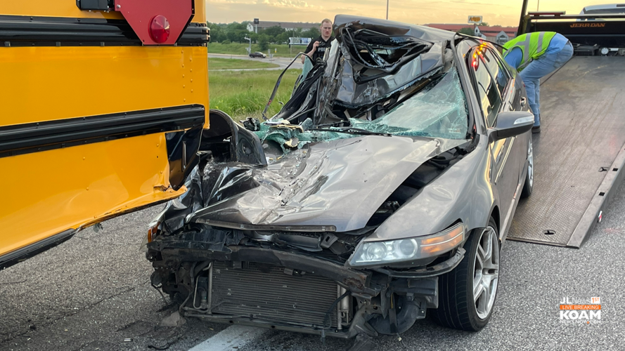 Car rear-ends school bus on I-44 at Joplin | Joplin News First ...