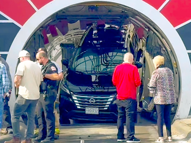 Vehicles stacked inside exit of car wash in Joplin | Joplin News First ...