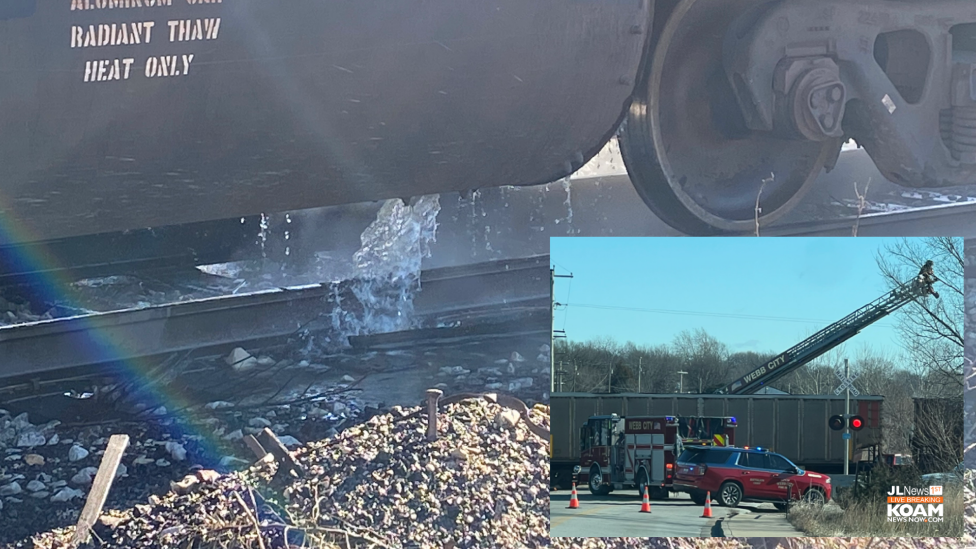 Coal train car - smoke showing - in Webb City | Joplin News First ...