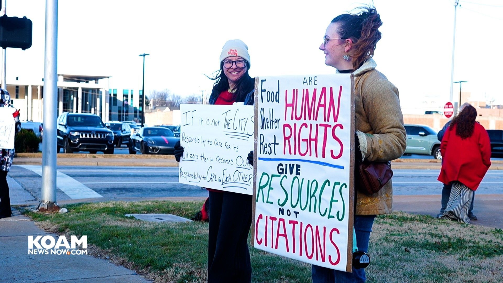A group of Joplin residents protest the State of Community event ...