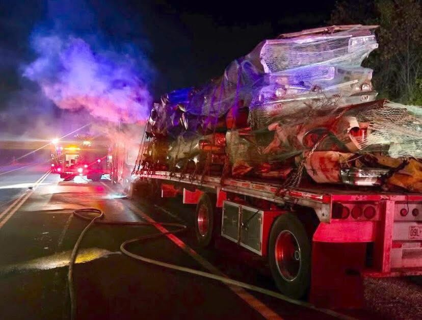 Halltown Fire good stop on tire/brake fire, Mount Vernon Fire assist ...