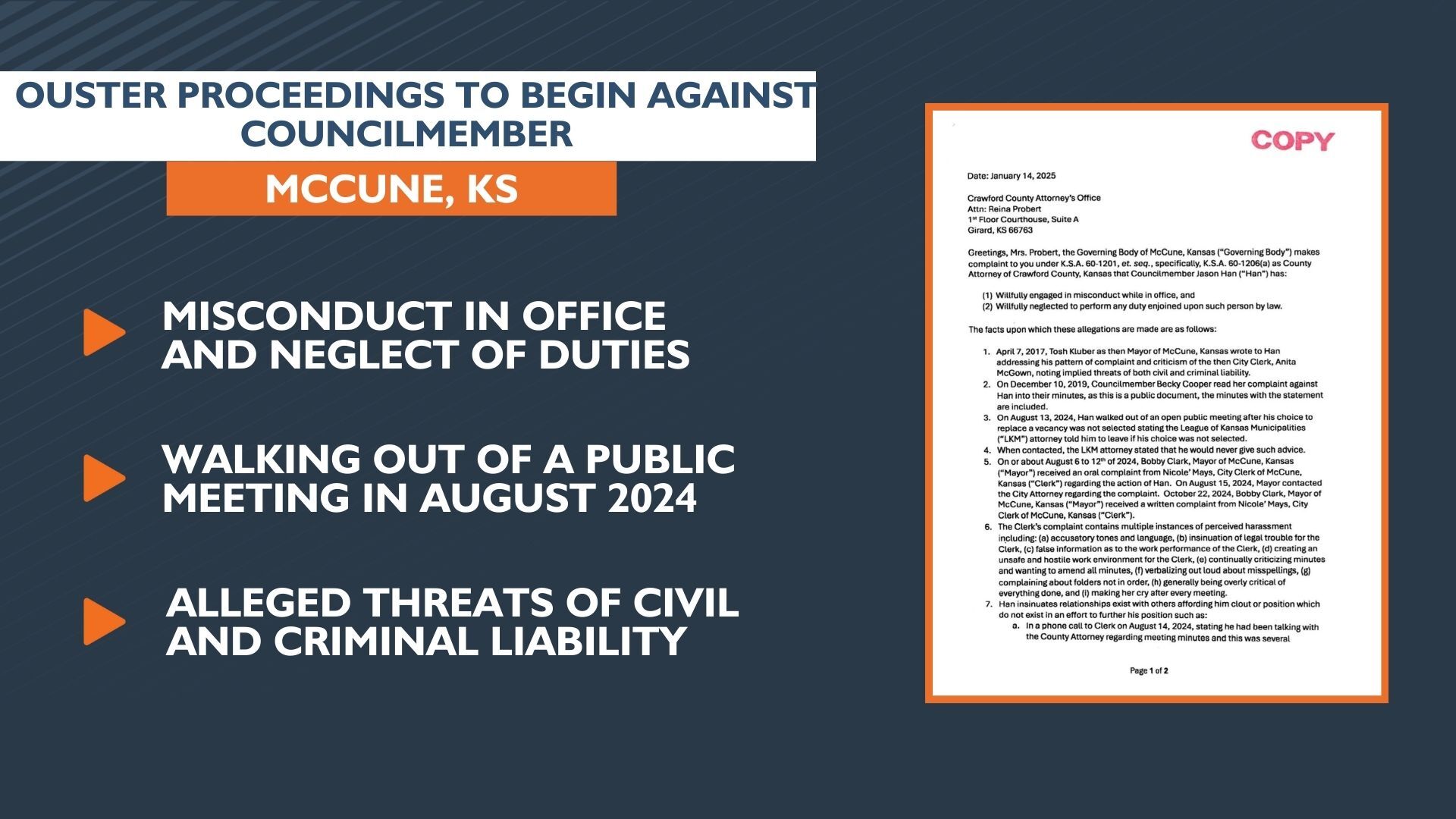 Ouster proceedings underway against McCune councilmember | Kansas News ...