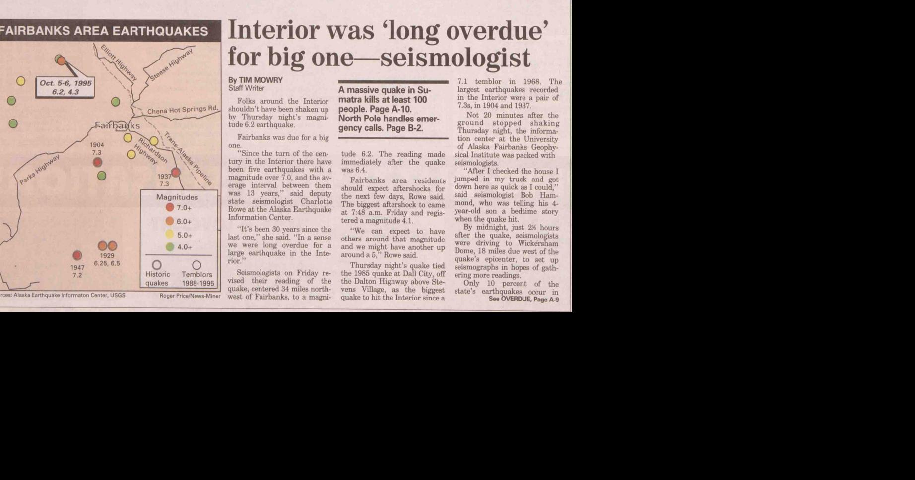 30th anniversary of the 6.0 Minto Flats earthquake | Community ...