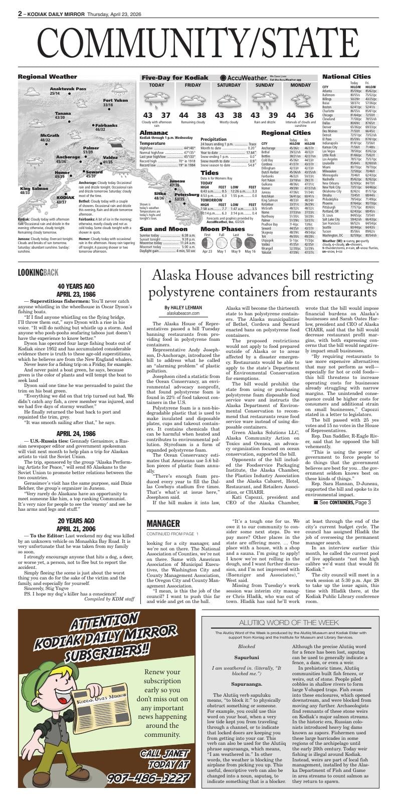 Page M01 | e-Edition | kodiakdailymirror.com