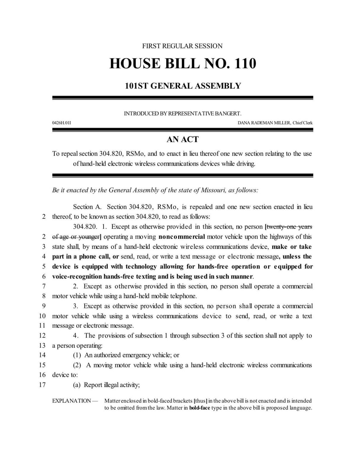 House Bill 110 | | komu.com