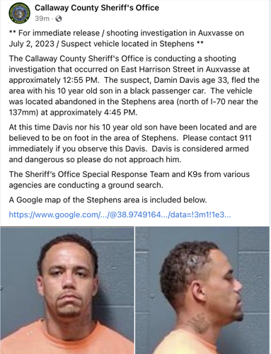 Callaway Facebook post Davis | Mid-Missouri News | komu.com