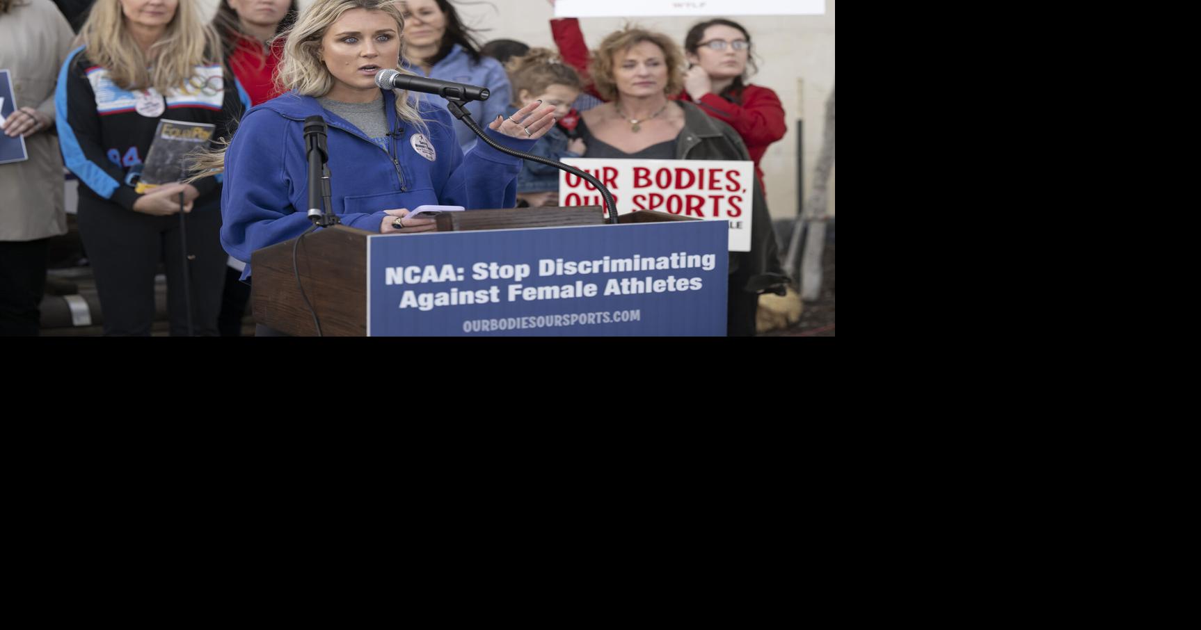 Protest over inclusion of transgender athletes in women's sports held ...