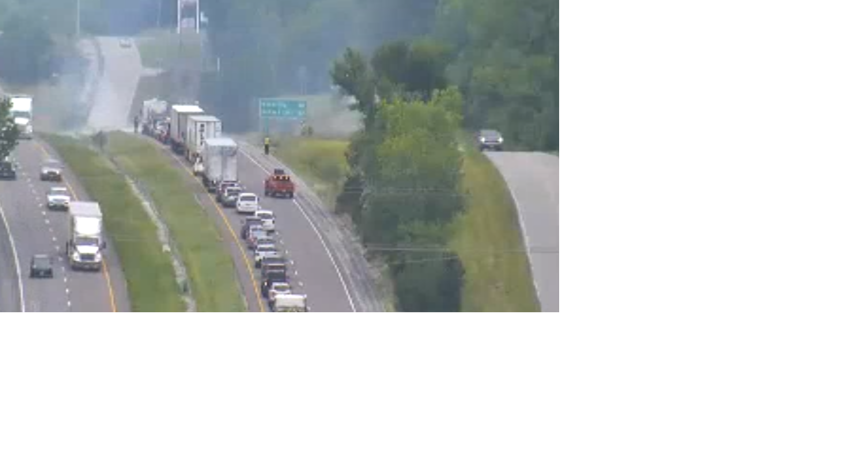 CFD: Towed school bus catches fire, slows traffic on I-70 | Mid ...