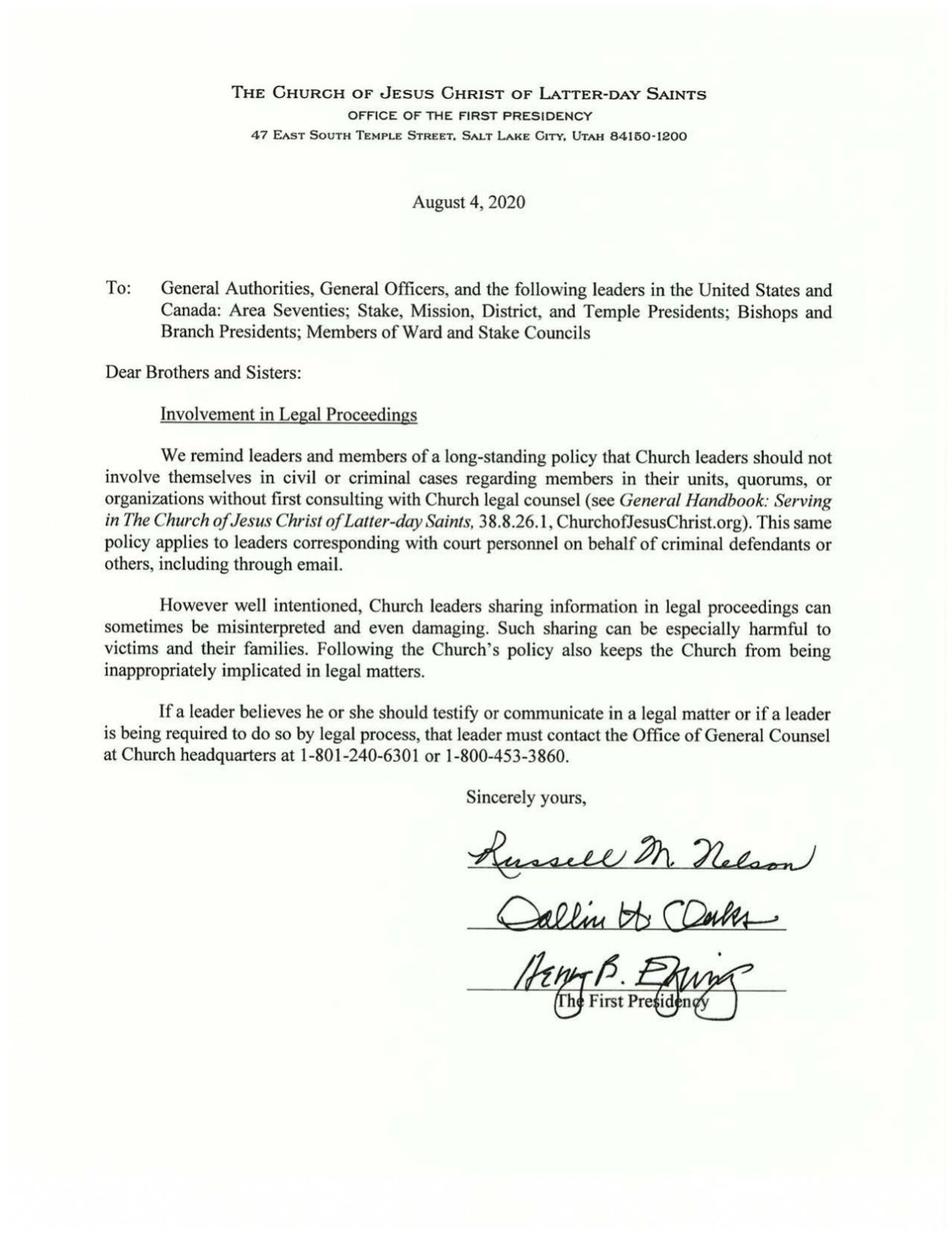 LDS Church's Letter | Local News | kpvi.com