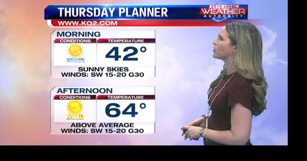 KQ2 Forecast: Sunny, Windy & Warm Thursday Ahead | Forecast | kq2.com