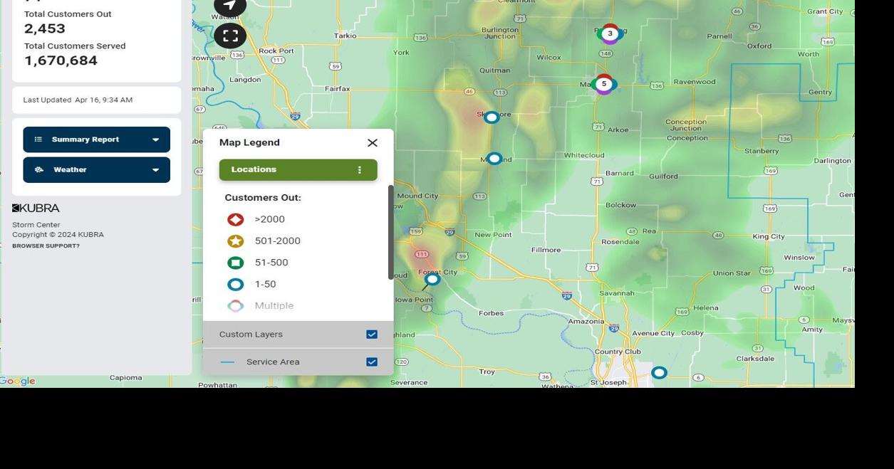 Evergy reports outage in Nodaway County area affecting over 500 ...