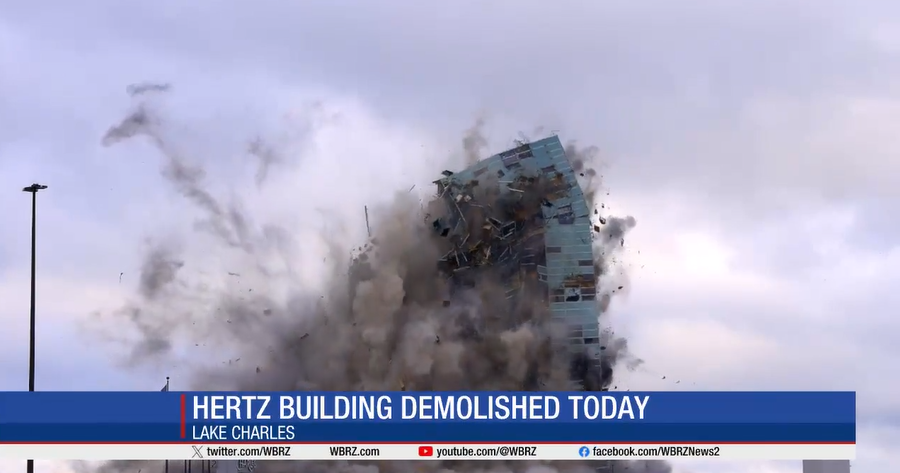 Lake Charles loses 22-story landmark; hurricane-damaged tower imploded ...