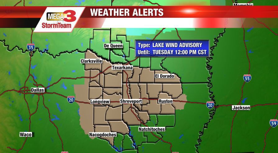 Lake Wind Advisory issued | StormTeam 3 Weather | ktbs.com