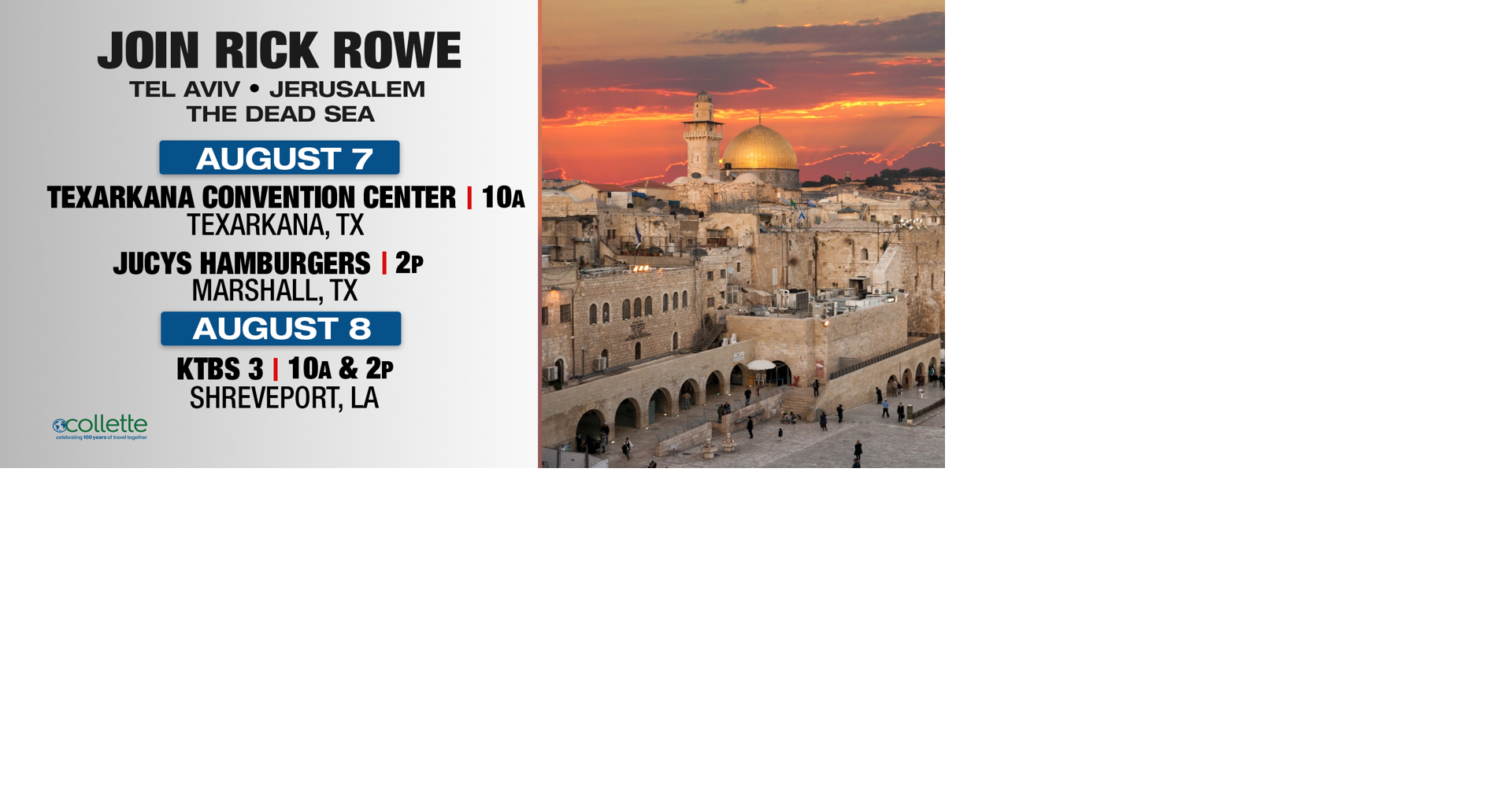 Iconic Israel Tour with Rick Rowe and Collette | Rick Rowe | ktbs.com