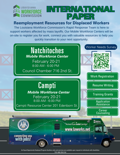 Workforce Commission to hold assistance event for IP's Campti mill ...