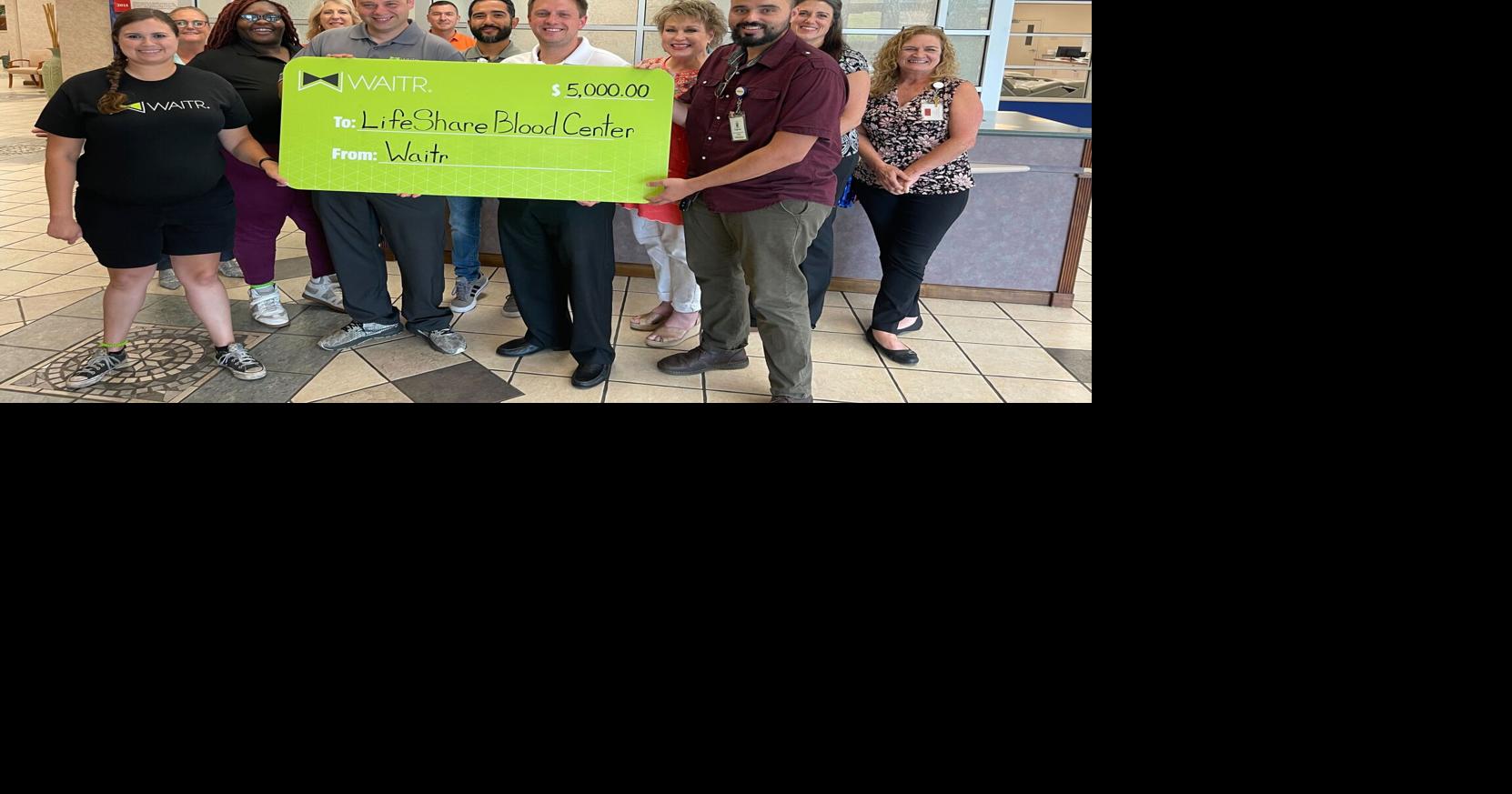 Waitr donates $5,000 to LifeShare Blood Center in Shreveport | News ...