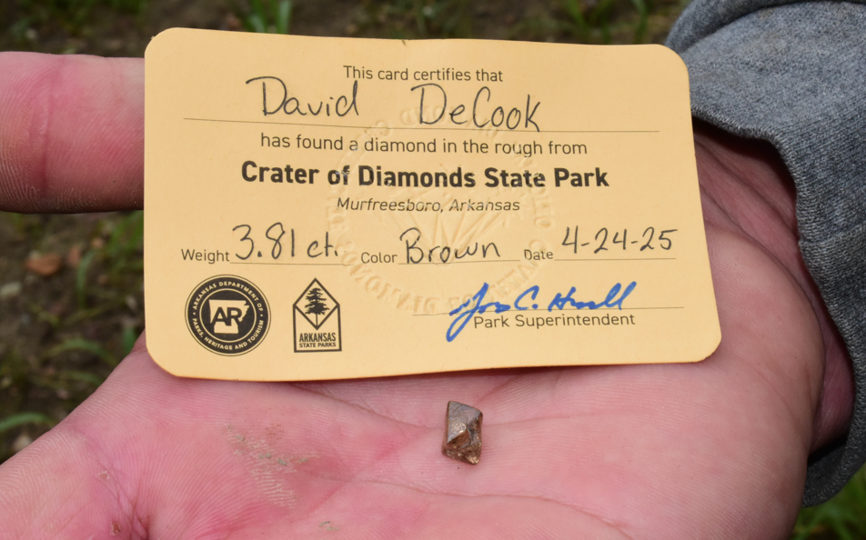 Visitor finds 3.81-carat brown diamond at Crater of Diamonds State Park | Arkansas | ktbs.com