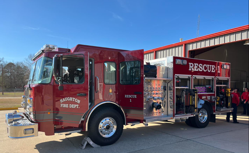 Haughton firefighters welcome new rescue truck with 'push-in' ceremony ...