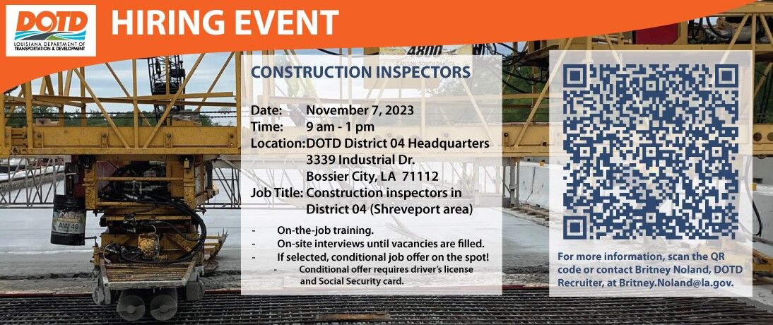 DOTD to host hiring event for Shreveport region | News | ktbs.com