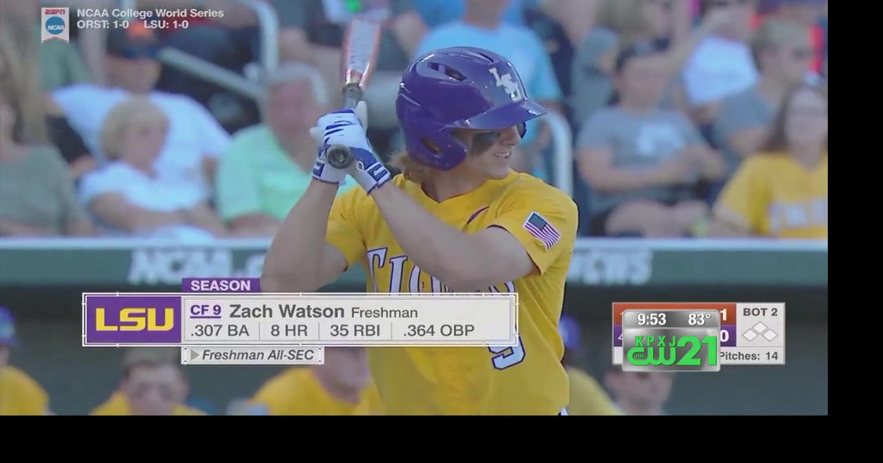 Zach Watson goes from the stands to the field at the College World ...