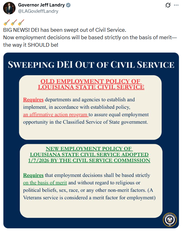 Gov. Landry says DEI language has been taken out of Civil Service ...