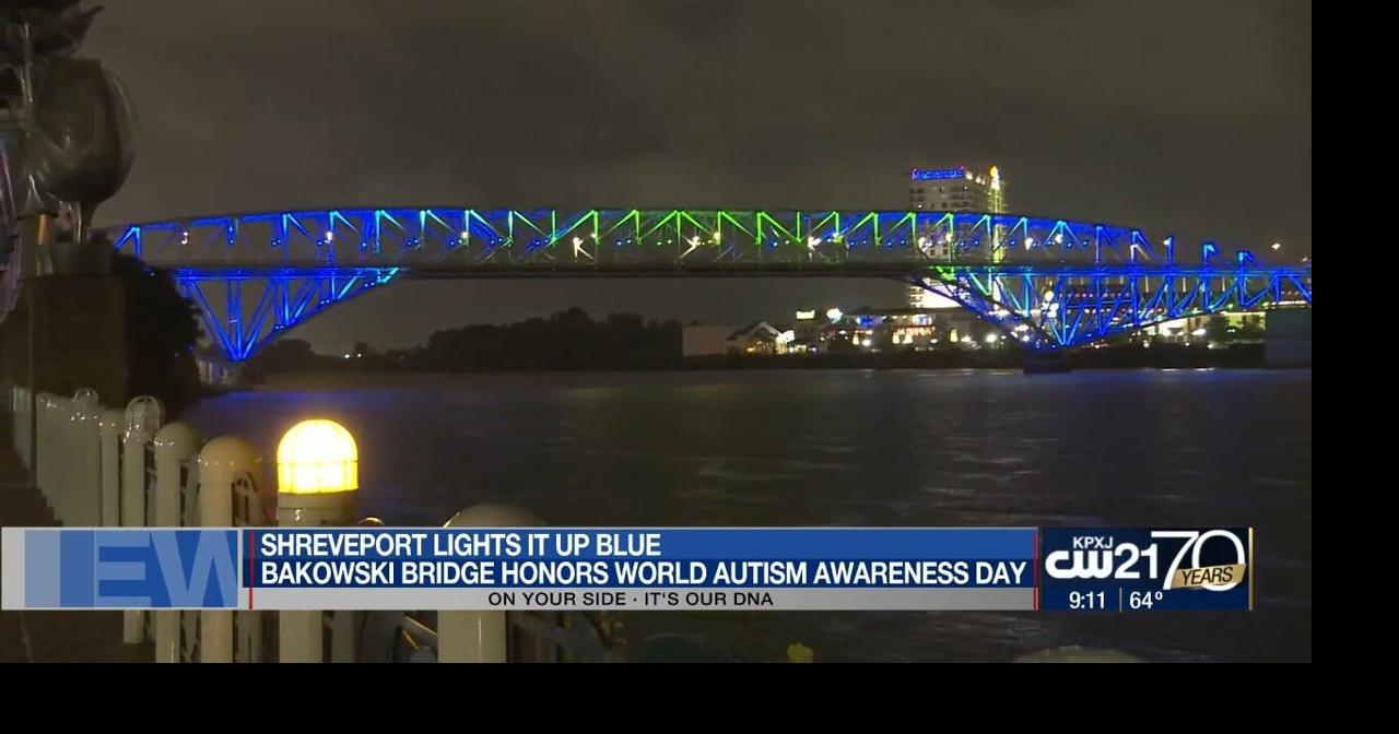 Bakowski Bridge illuminated blue for World Autism Awareness Day ...