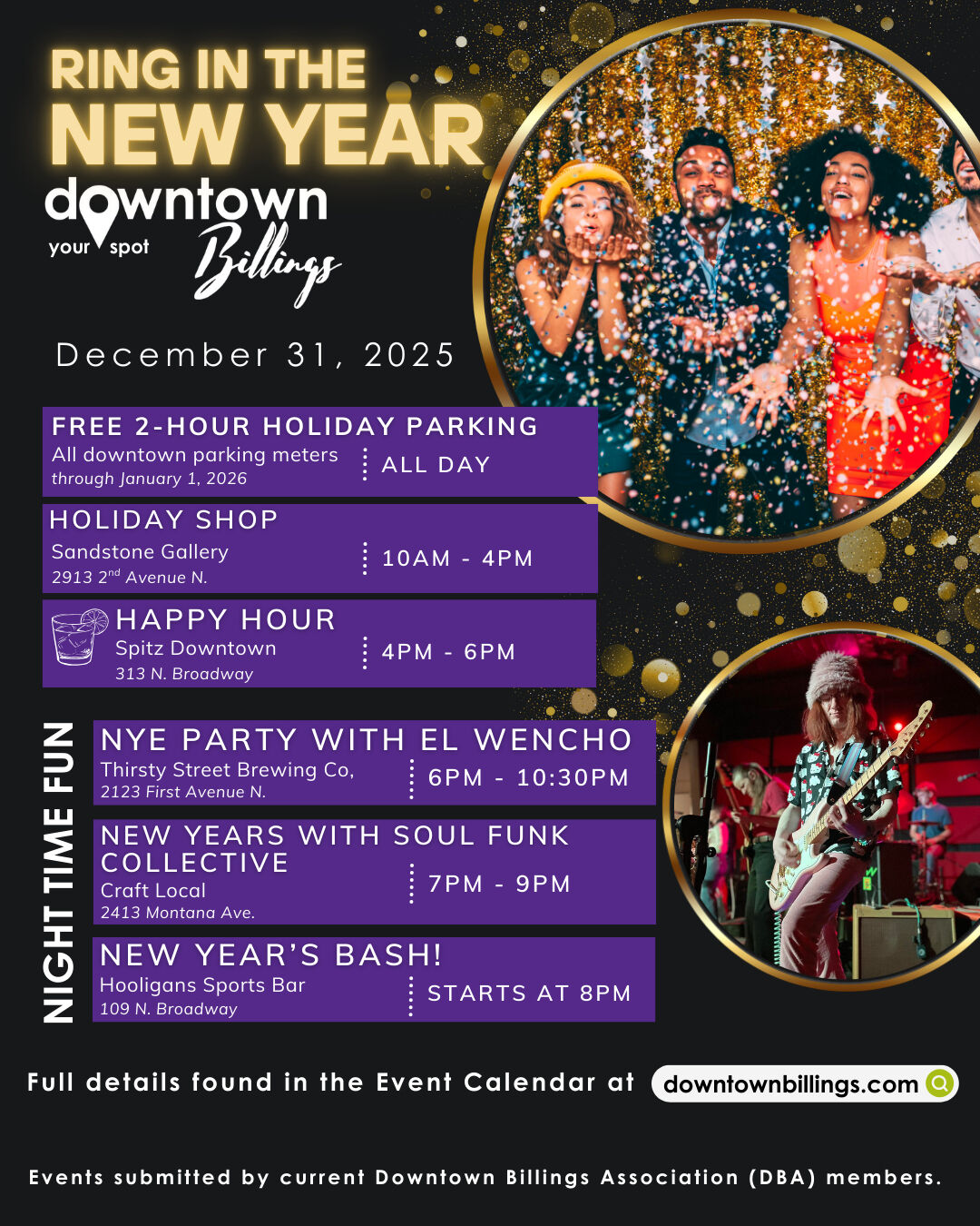 Celebrate New Year's Eve with local events and free parking in Billings ...