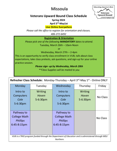 Montana Veterans Upward Bound offering free in-person and online ...