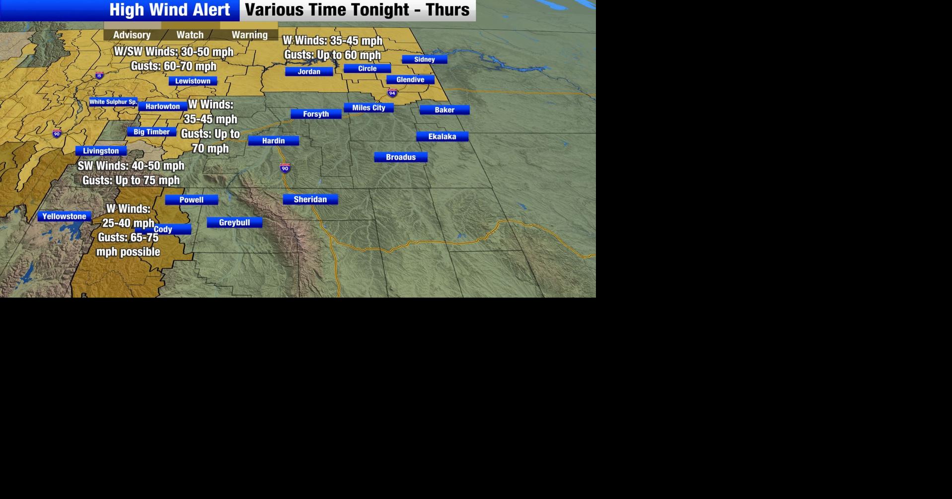 Strong winds are expected across Montana on Wednesday with widespread ...