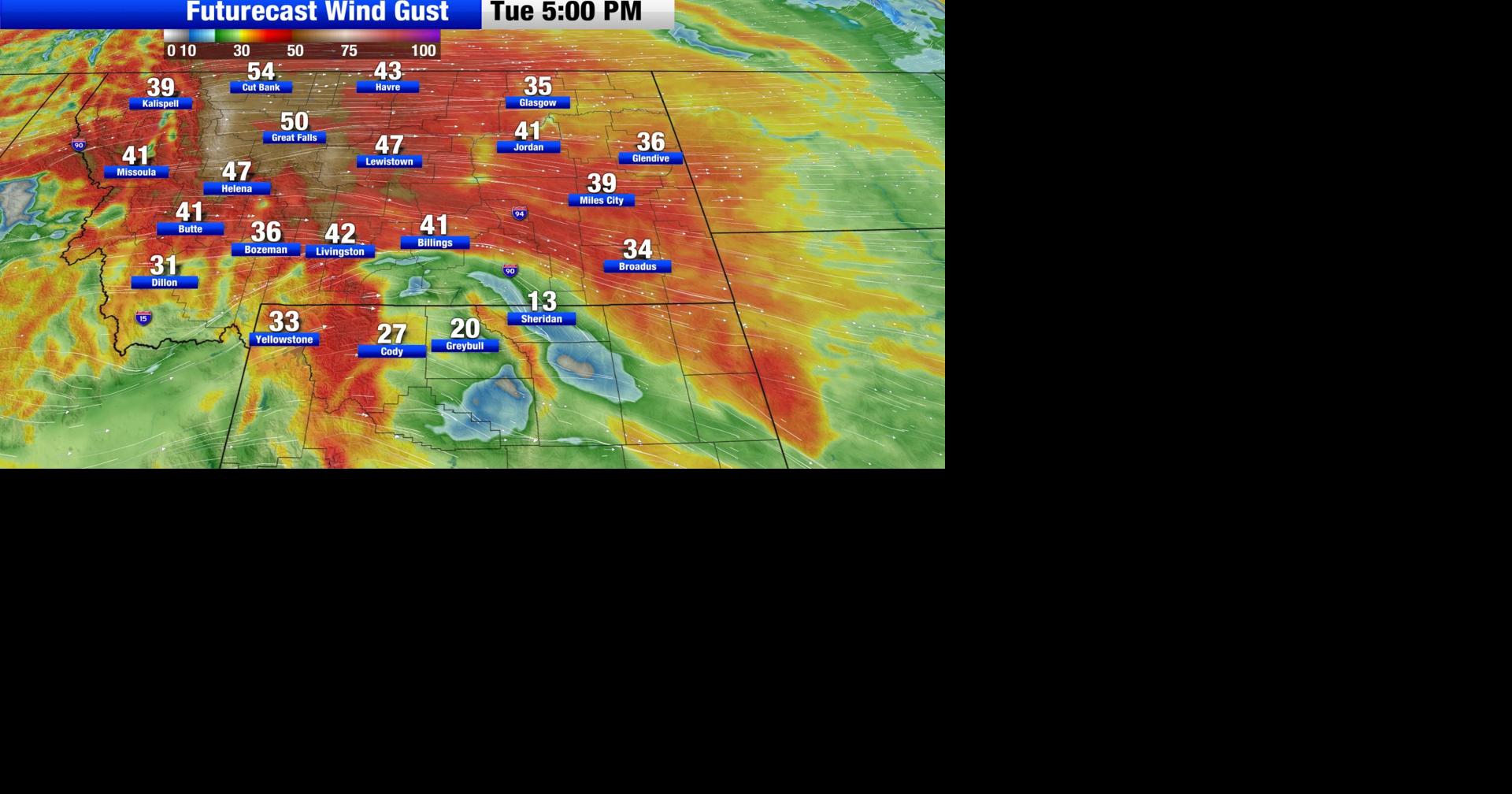 Strong winds start Monday night in the west before expanding across the ...