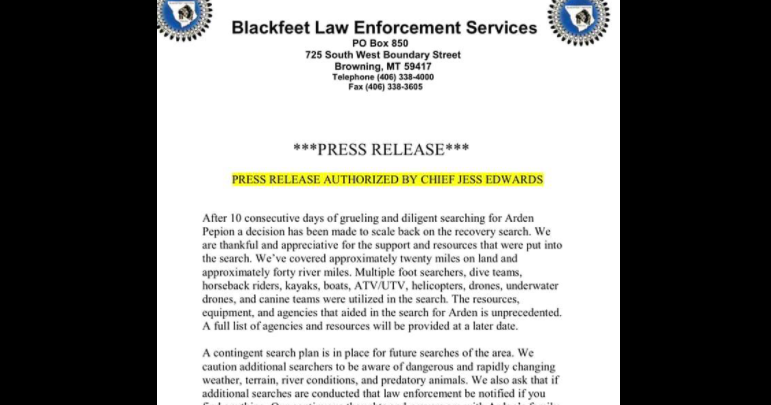 Blackfeet Law Enforcement Services scale back on recovery search for ...