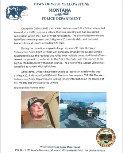 West Yellowstone pursuit suspect allegedly crashes into police chief's ...
