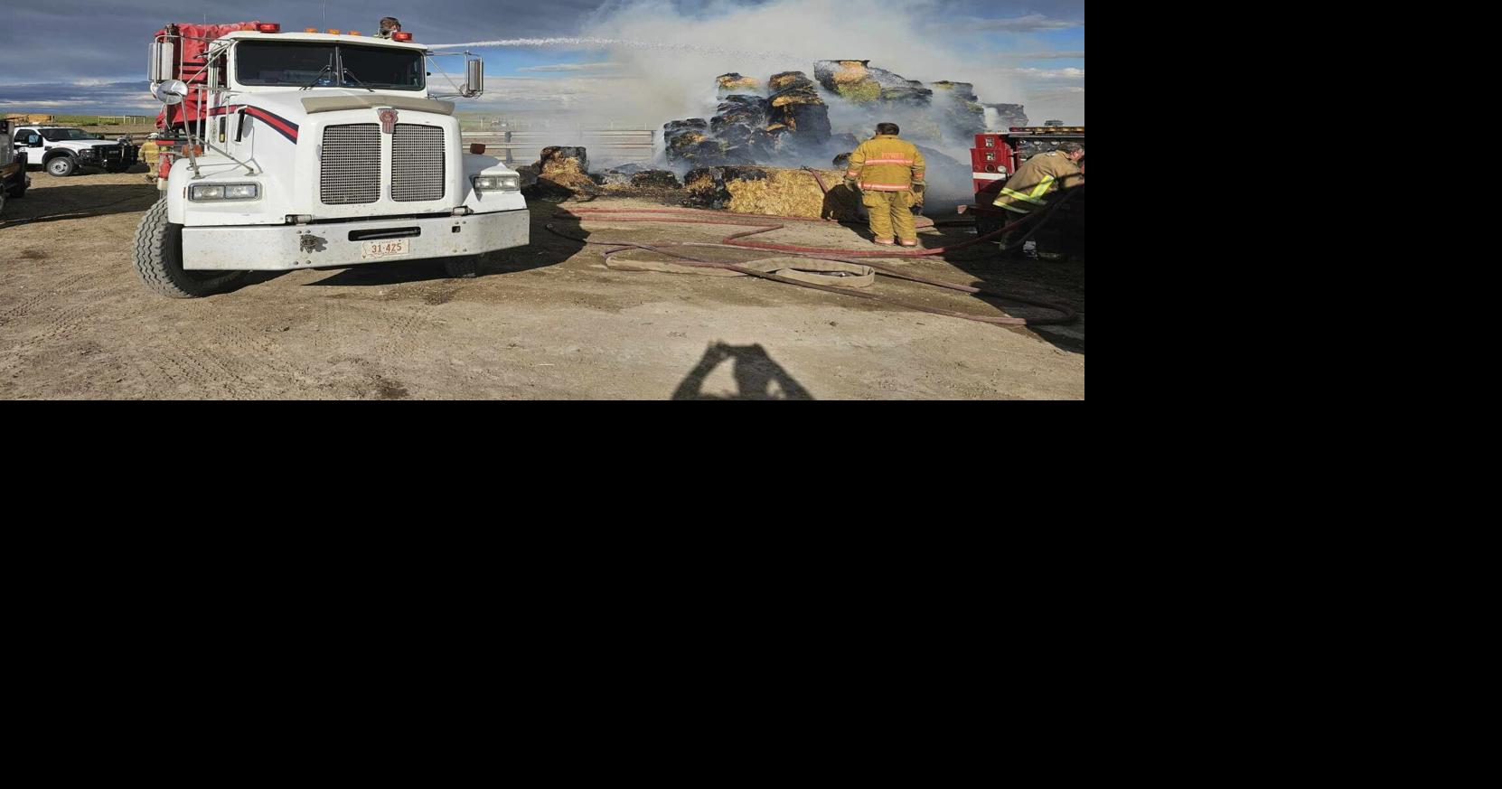 Fire crews extinguish bales after haystack fire broke out east of Power | Great Falls | kulr8.com