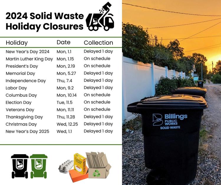 Garbage collection dates for Billings Public Works updated for 2024 ...