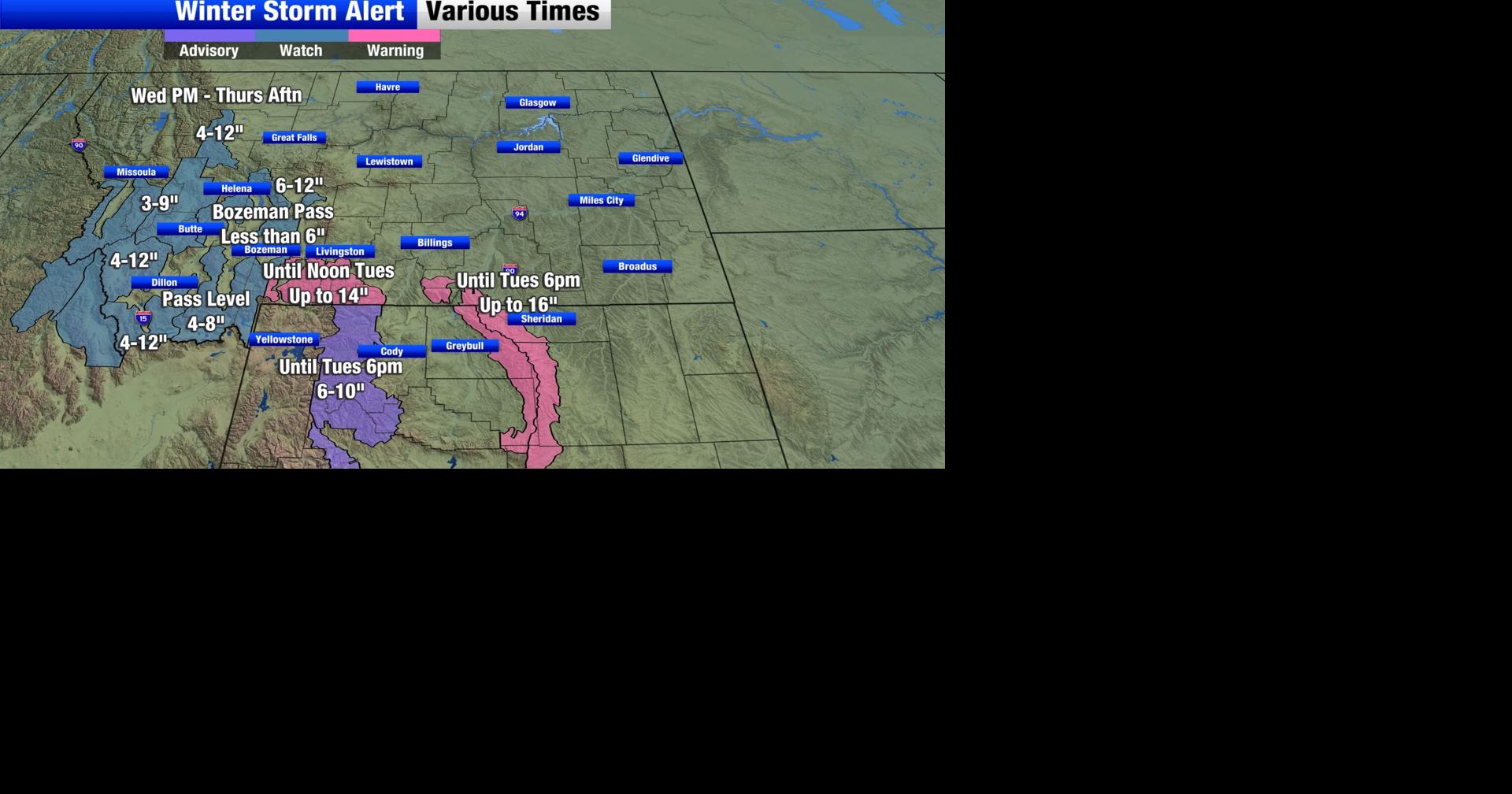 Montana/Wyoming border under winter storm alerts through Tuesday ...