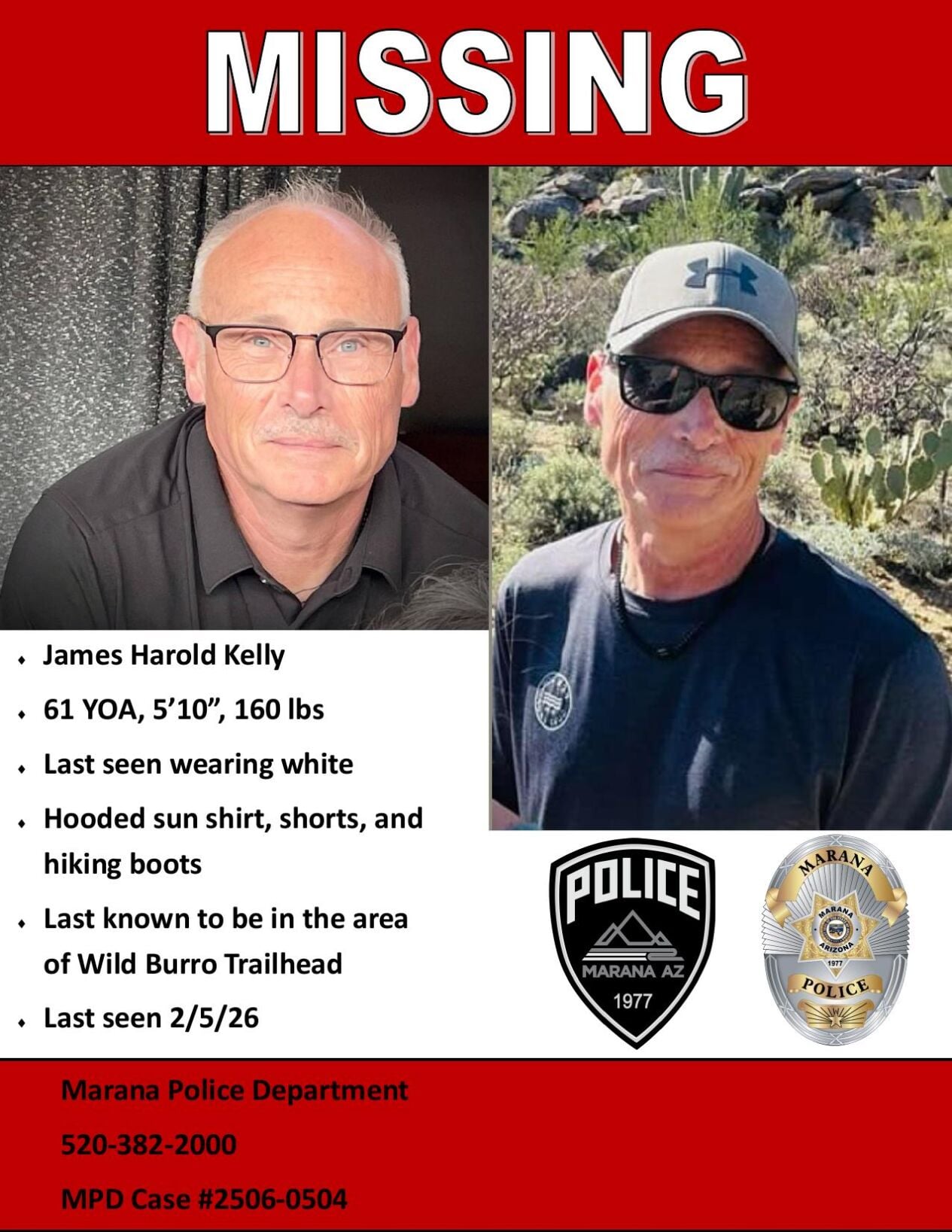 Marana Police continue search for missing 61-year-old man | Local News ...