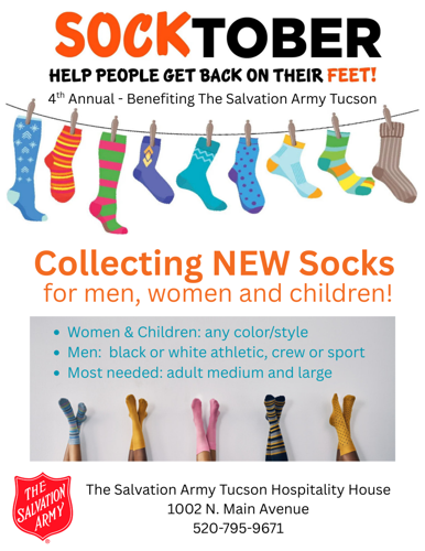 Donate socks to help Tucson's unsheltered: The Salvation Army's ...