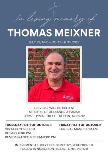Funeral to be held for slain UArizona Professor Thomas Meixner ...