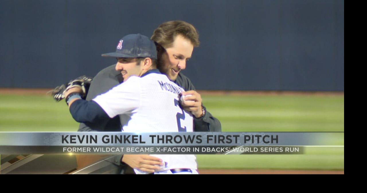 Diamondbacks relief pitcher Kevin Ginkel throws first pitch at ...
