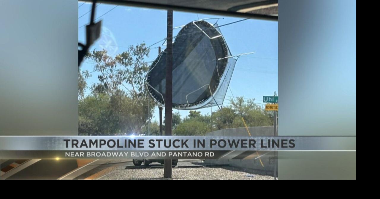 Tucson firefighters respond to trampoline stuck in power lines | Video ...