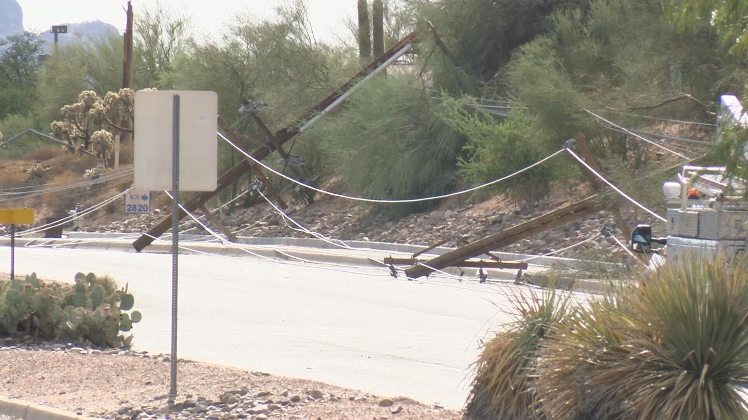 Power lines falling down from storm leaves Tucson area residents ...