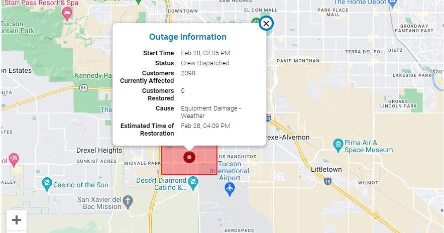 Over 2,000 TEP customers affected by power outage on Tucson's southside ...