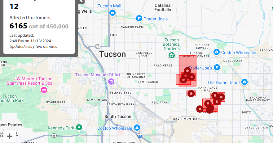 Over 6,000 Tucsonans experiencing power outages in Tucson's midtown and ...