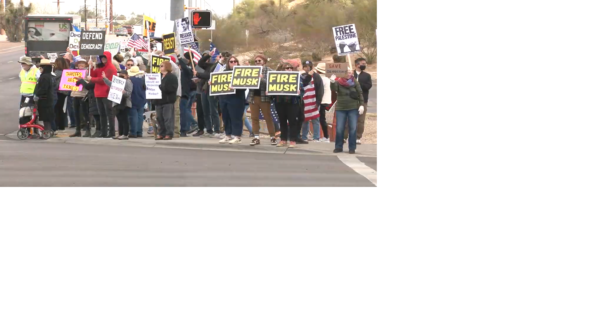 Protesters gather outside of Tucson Tesla dealership | Local News ...