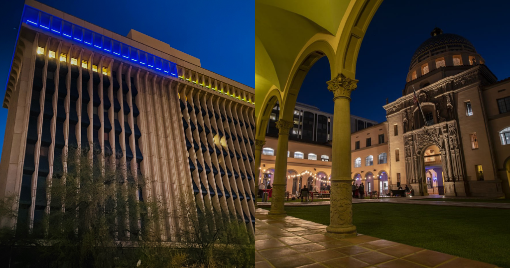 Tucson, Pima County light up building with blue and yellow for Ukraine ...