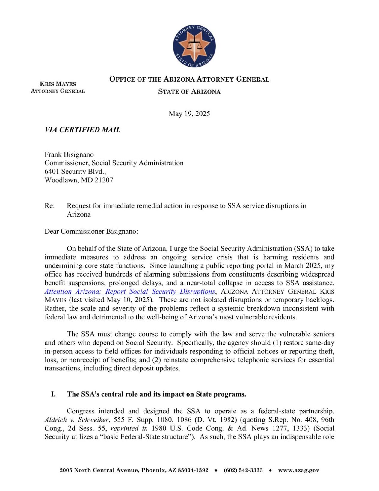 Attorney General Mayes calls for action on SSA failures in Arizona | Arizona News | kvoa.com