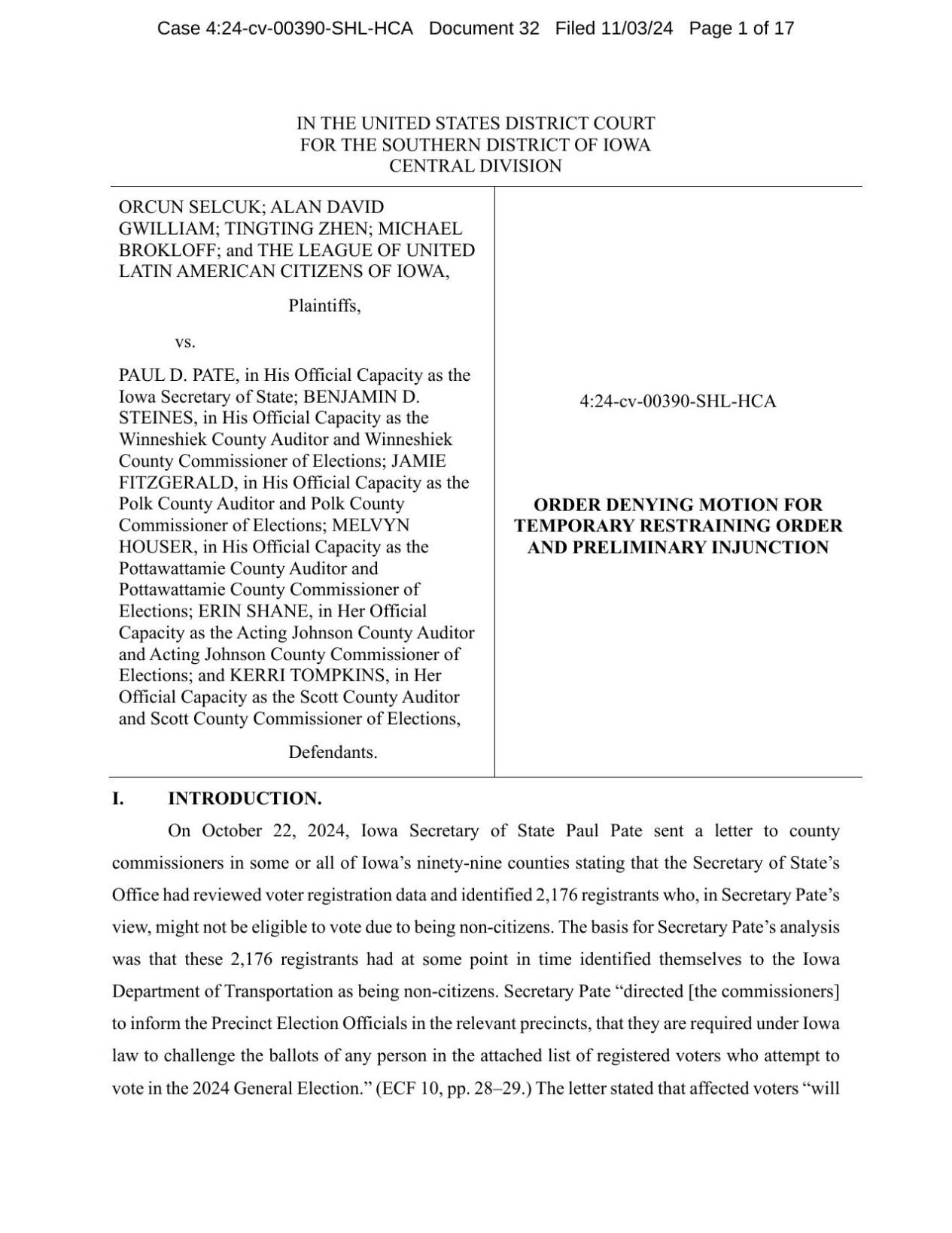 Federal judge sides with Secretary Pate's challenge to voter ...