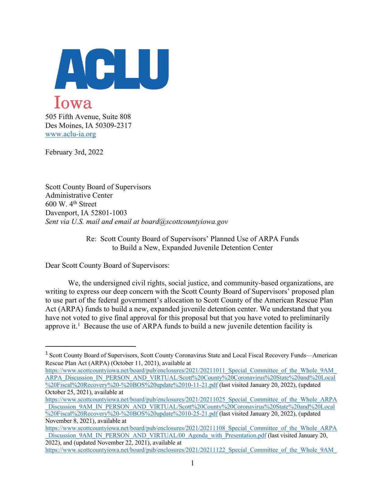 Iowa ACLU says proposed new Scott County juvenile detention center ...