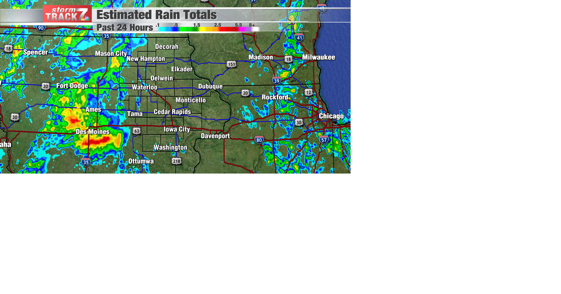 Rainfall amounts from isolated storms yesterday | Schnack's Weather ...