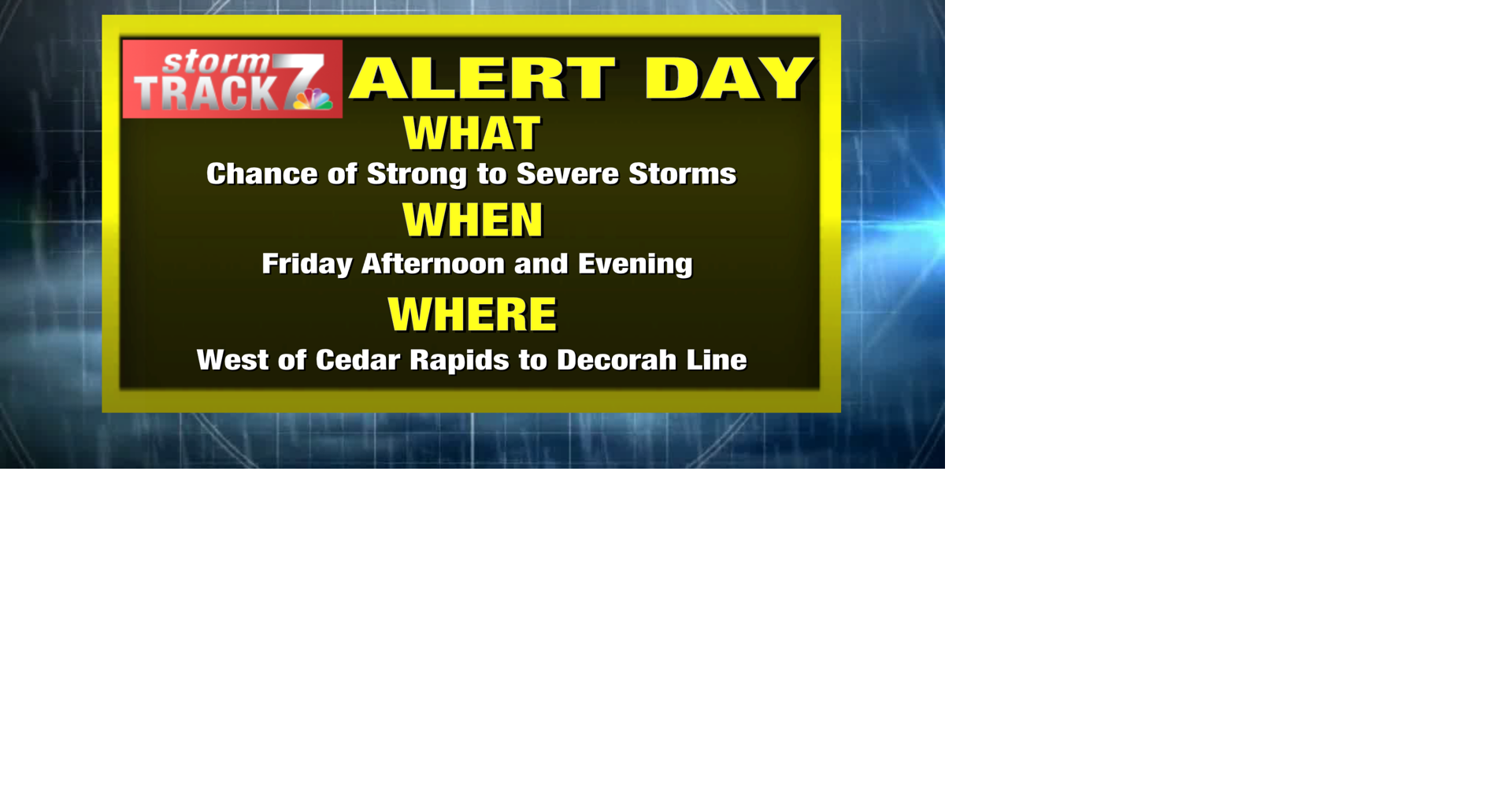 YELLOW ALERT: Chance of rain/storms Friday | Forecast | kwwl.com